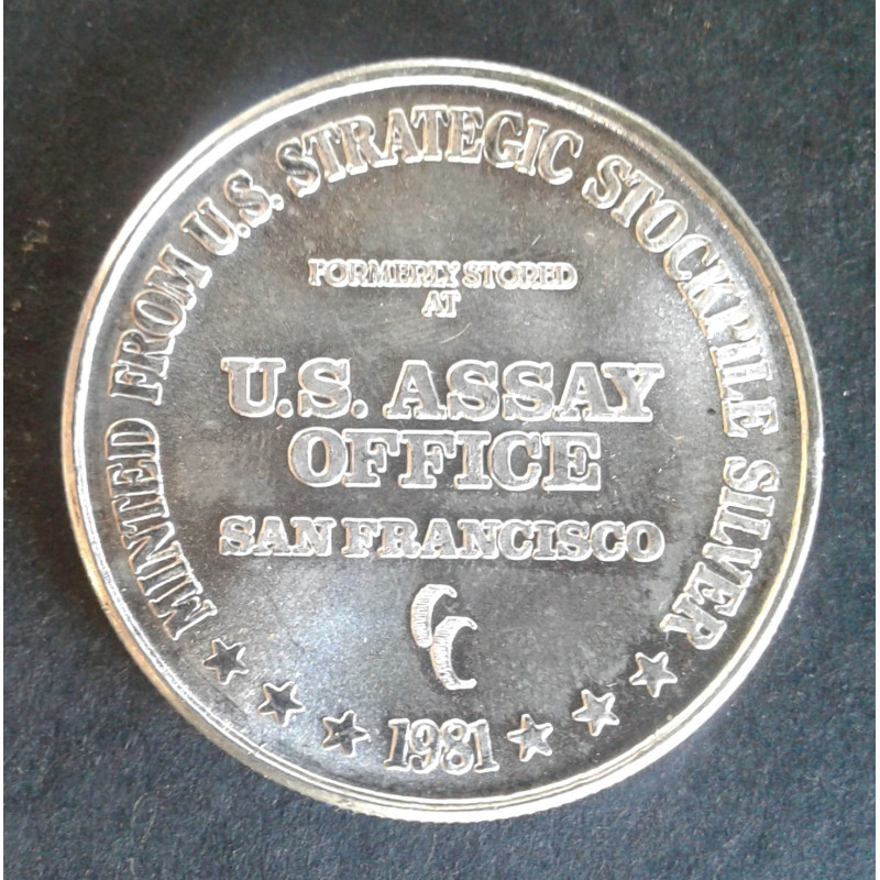 1981 1 Oz Continental Coin US Assay Office Type 1 Silver Round