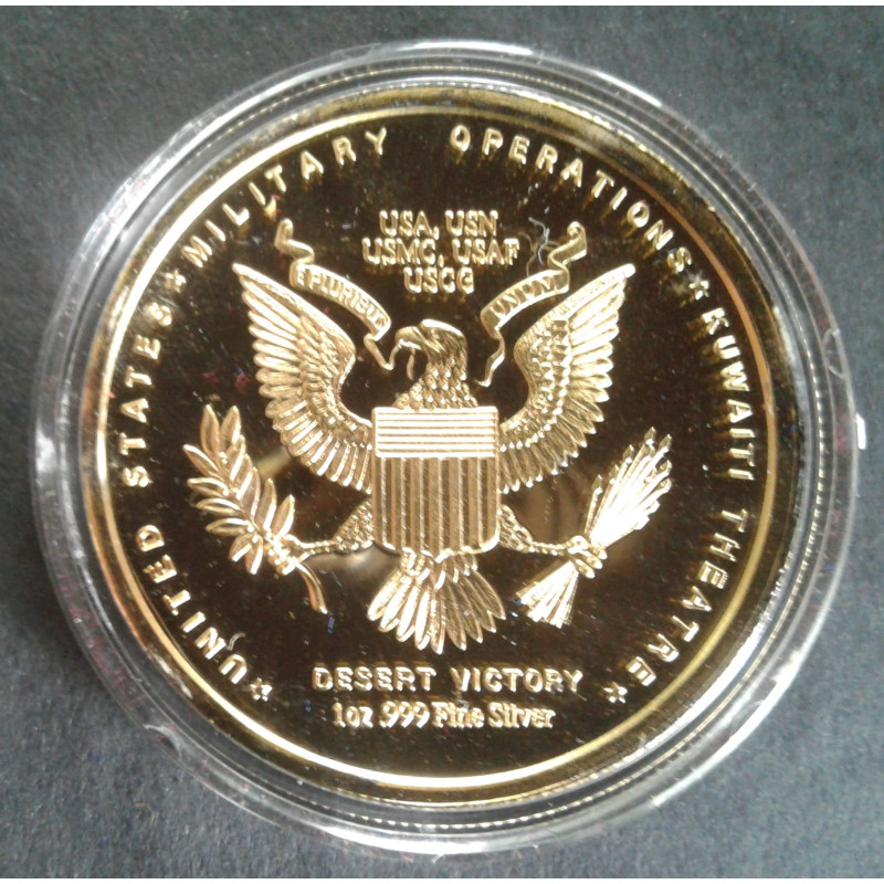 1991 1 Oz Liberty Bell Mint Desert Victory Silver Round