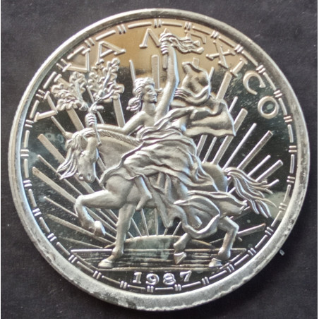 1987 1 Oz AMC Texas International Mint Viva Mexico Caballito Silver Round