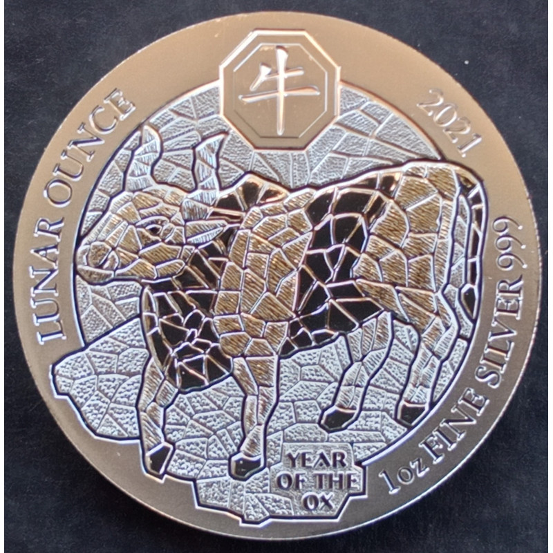 2021 1 Oz Rwanda Lunar Ox Silver Bullion Coin