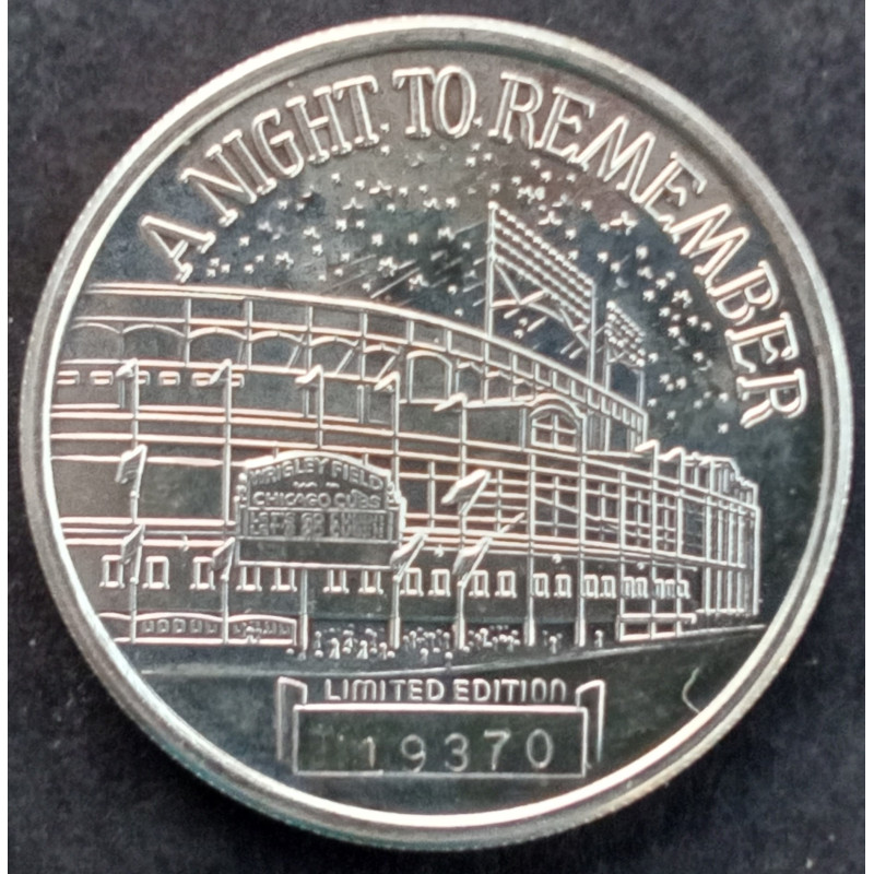 1988 1 Oz Enviromint Chicago Cubs Night Game Silver Round
