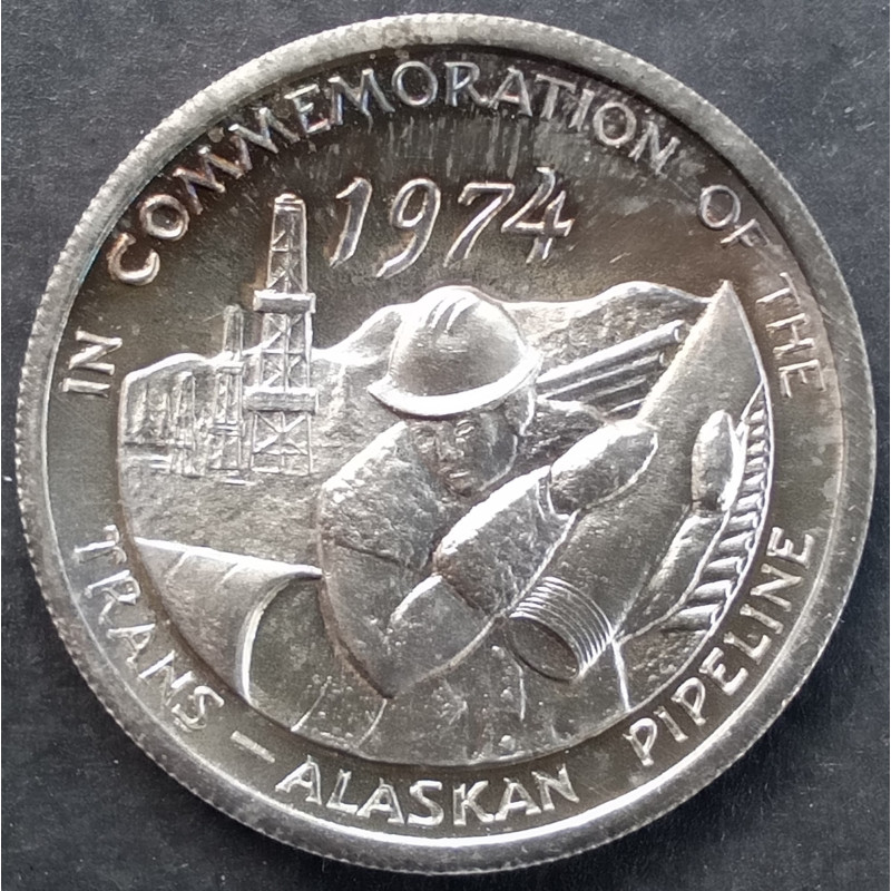 1974 1 Oz Certified Mint Alaska Pipeline Silver Round
